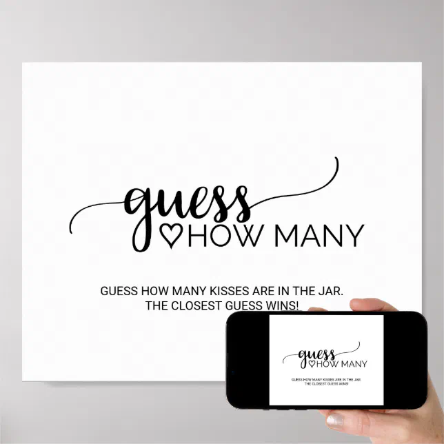 Simple Black Calligraphy Guess How Many Sign | Zazzle