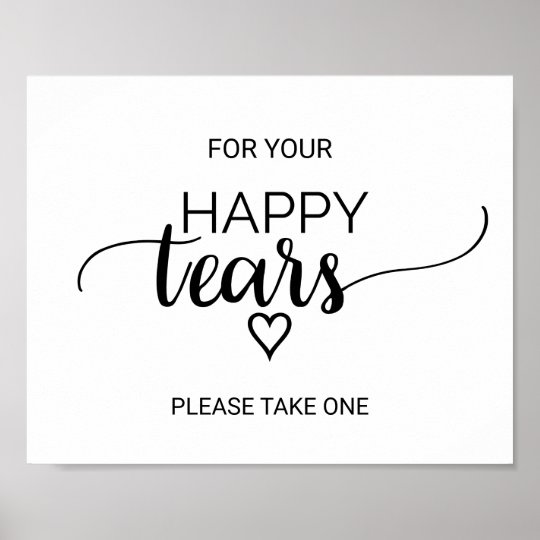 Simple Black Calligraphy Happy Tears Tissue Sign | Zazzle.com