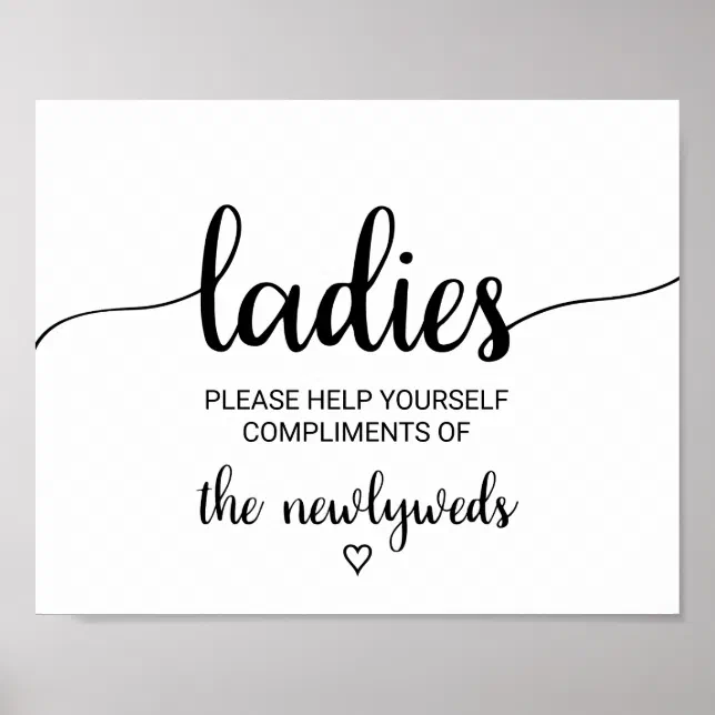 Simple Black Calligraphy Ladies Bathroom Sign | Zazzle