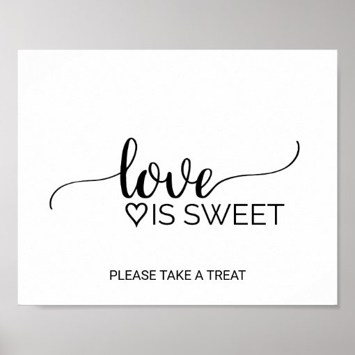 Simple Black Calligraphy Love is Sweet Sign | Zazzle