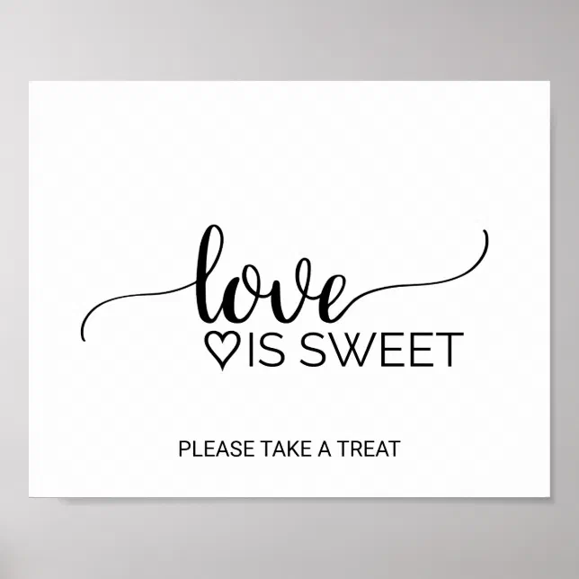 Simple Black Calligraphy Love is Sweet Sign | Zazzle