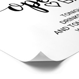 Simple Black Calligraphy Open Bar Sign | Zazzle