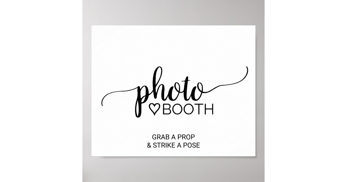 Simple Black Calligraphy Photo Booth Sign | Zazzle