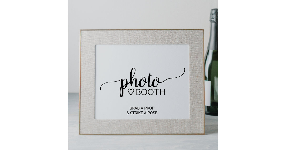 Simple Black Calligraphy Photo Booth Sign | Zazzle