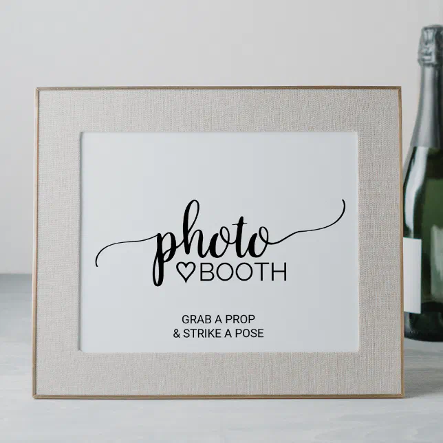 Simple Black Calligraphy Photo Booth Sign | Zazzle