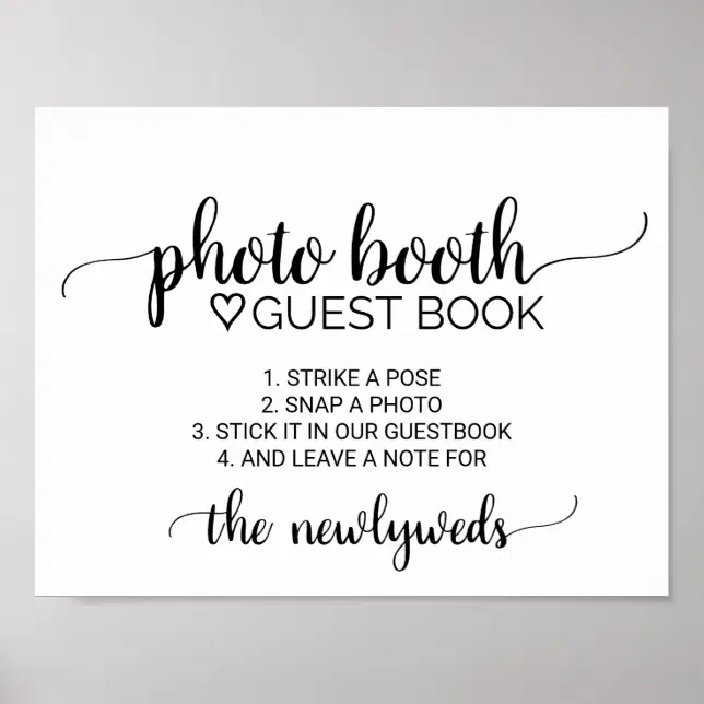 Simple Black Calligraphy Photobooth Guest Book | Zazzle
