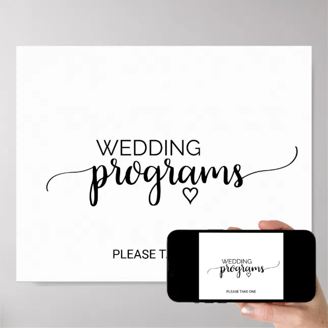 Simple Black Calligraphy Programs Sign | Zazzle