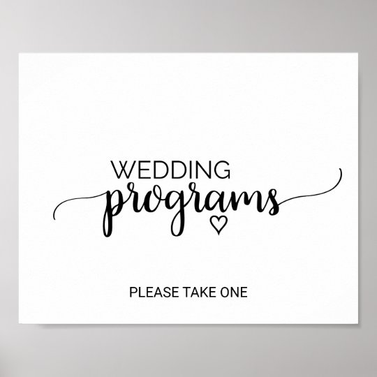 Simple Black Calligraphy Programs Sign | Zazzle.com