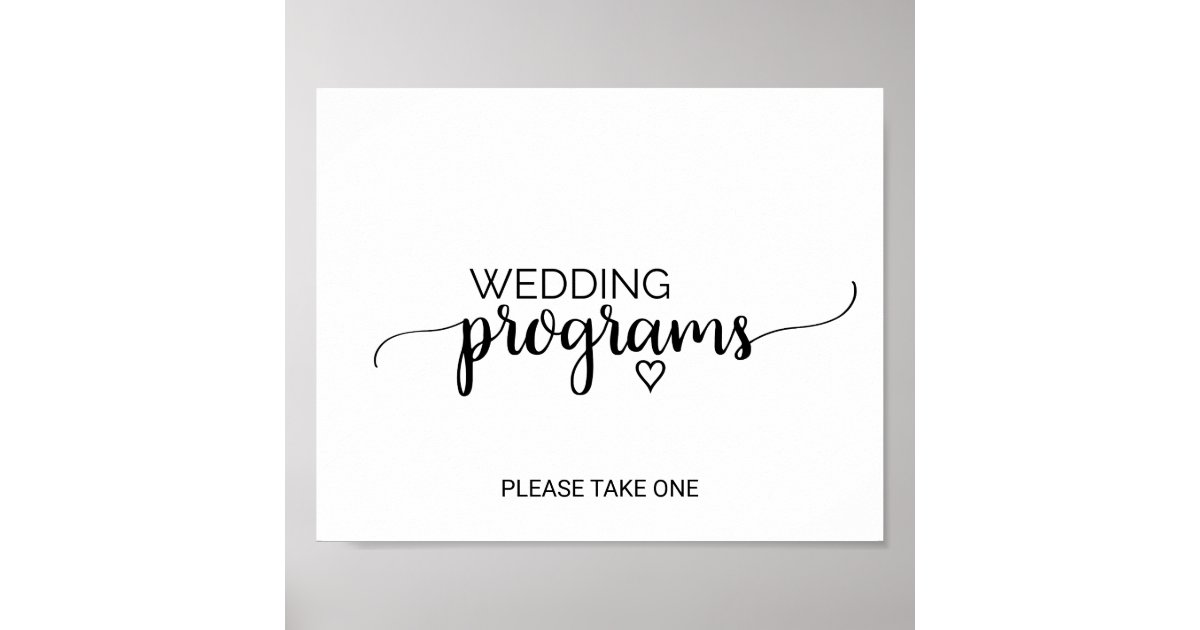 Simple Black Calligraphy Programs Sign | Zazzle
