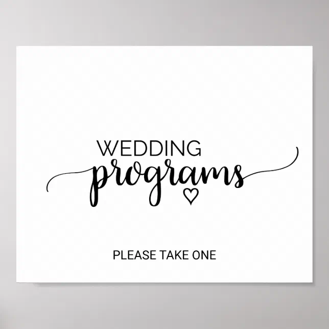 Simple Black Calligraphy Programs Sign | Zazzle