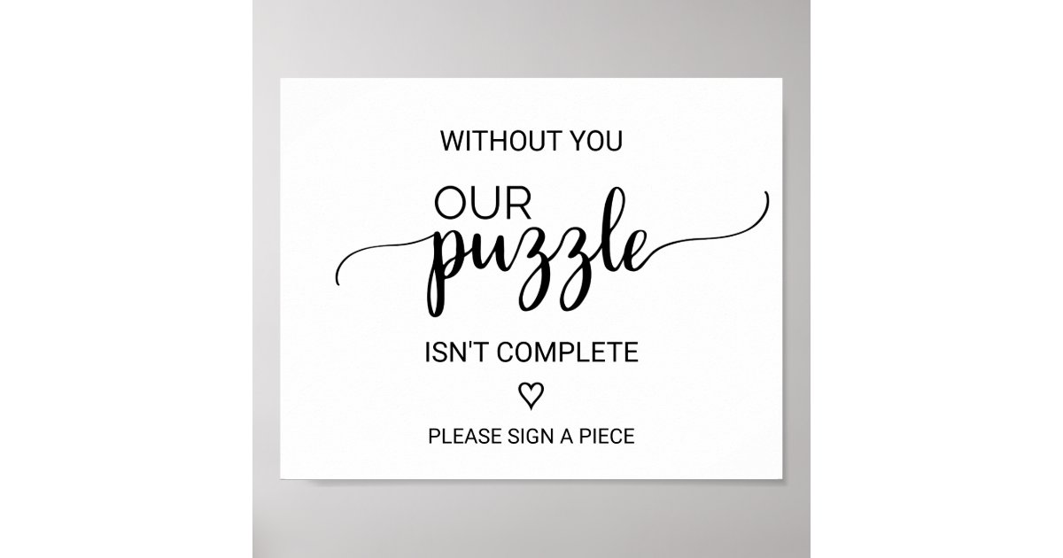 Simple Black Calligraphy Puzzle Guestbook Sign | Zazzle