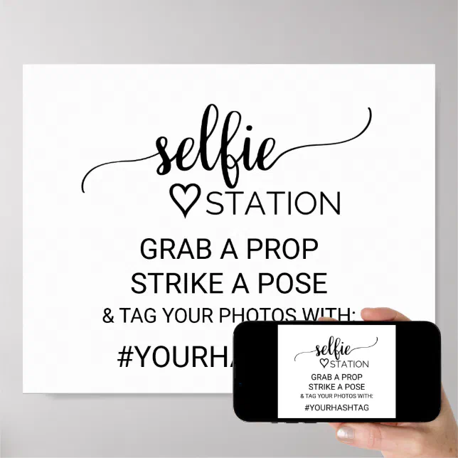 Simple Black Calligraphy Selfie Station Sign | Zazzle