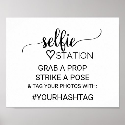 Simple Black Calligraphy Selfie Station Sign | Zazzle