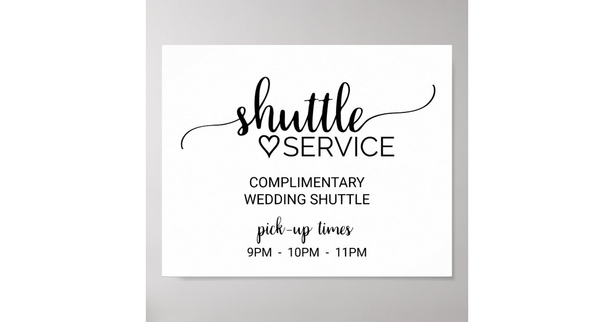 Simple Black Calligraphy Shuttle Service Sign | Zazzle