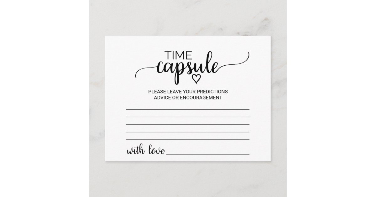 Simple Black Calligraphy Time Capsule Cards | Zazzle.com