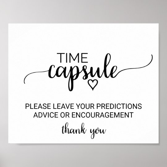 Simple Black Calligraphy Time Capsule Sign | Zazzle.com