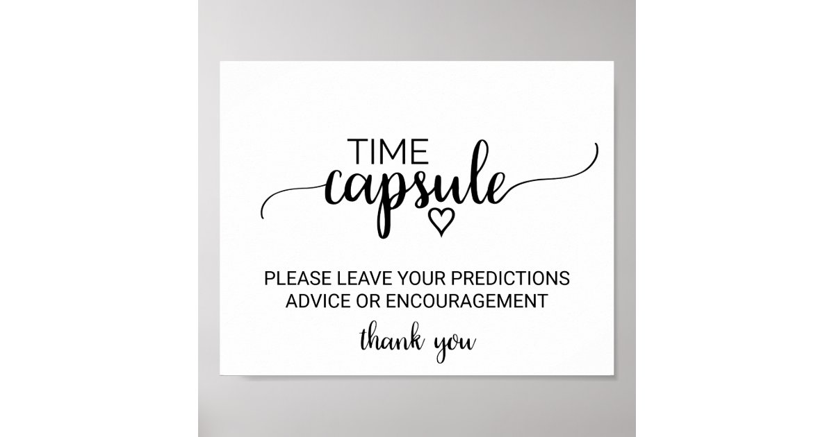 Simple Black Calligraphy Time Capsule Sign | Zazzle