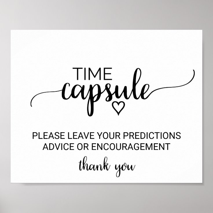Simple Black Calligraphy Time Capsule Sign | Zazzle