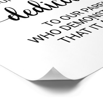 Simple Black Calligraphy Wedding Dedication Sign | Zazzle