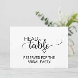 Simple Black Calligraphy Wedding Head Table Sign Invitation | Zazzle