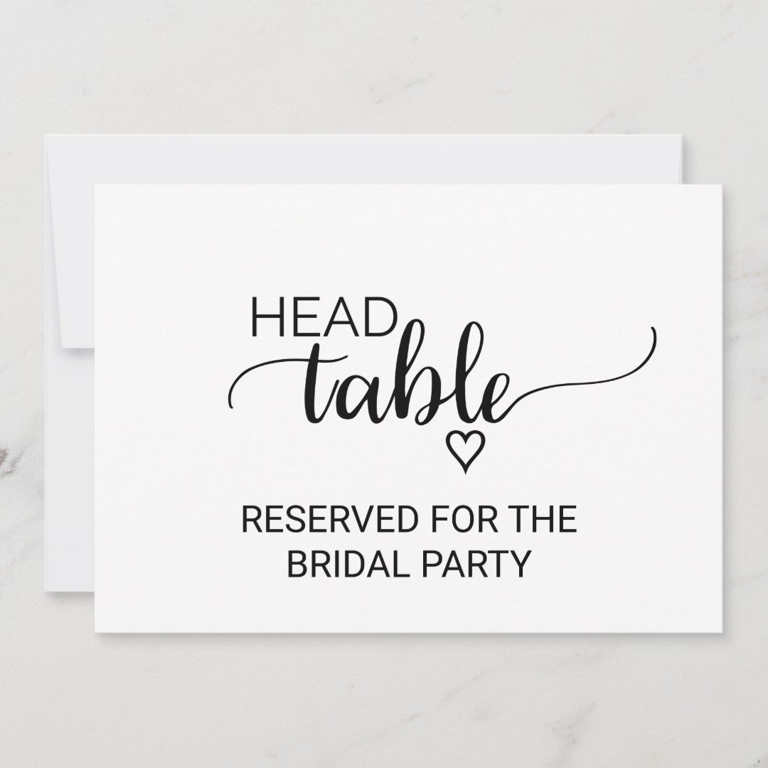 Simple Black Calligraphy Wedding Head Table Sign Invitation | Zazzle