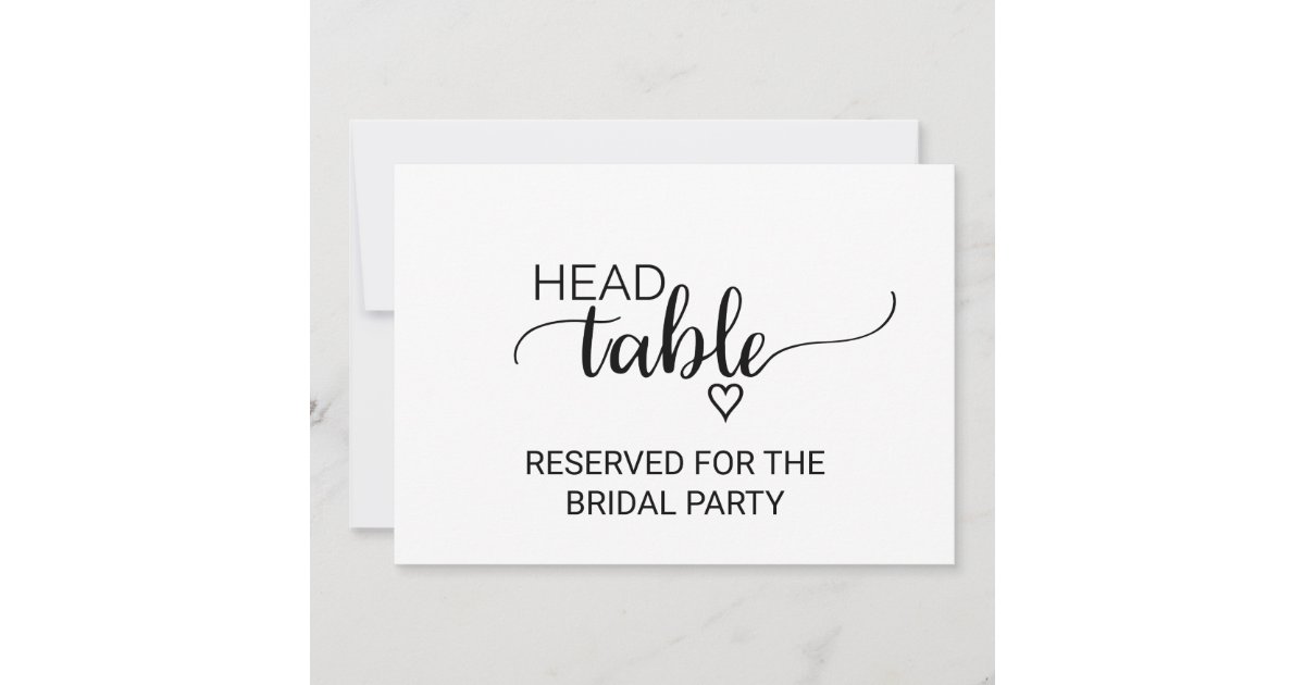Simple Black Calligraphy Wedding Head Table Sign Invitation | Zazzle