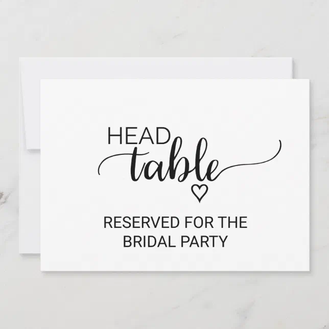 Simple Black Calligraphy Wedding Head Table Sign Invitation | Zazzle