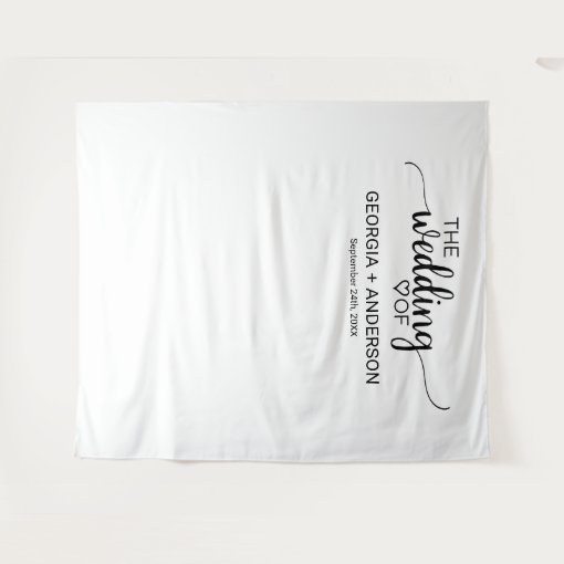 Simple Black Calligraphy Wedding Photo Backdrop | Zazzle