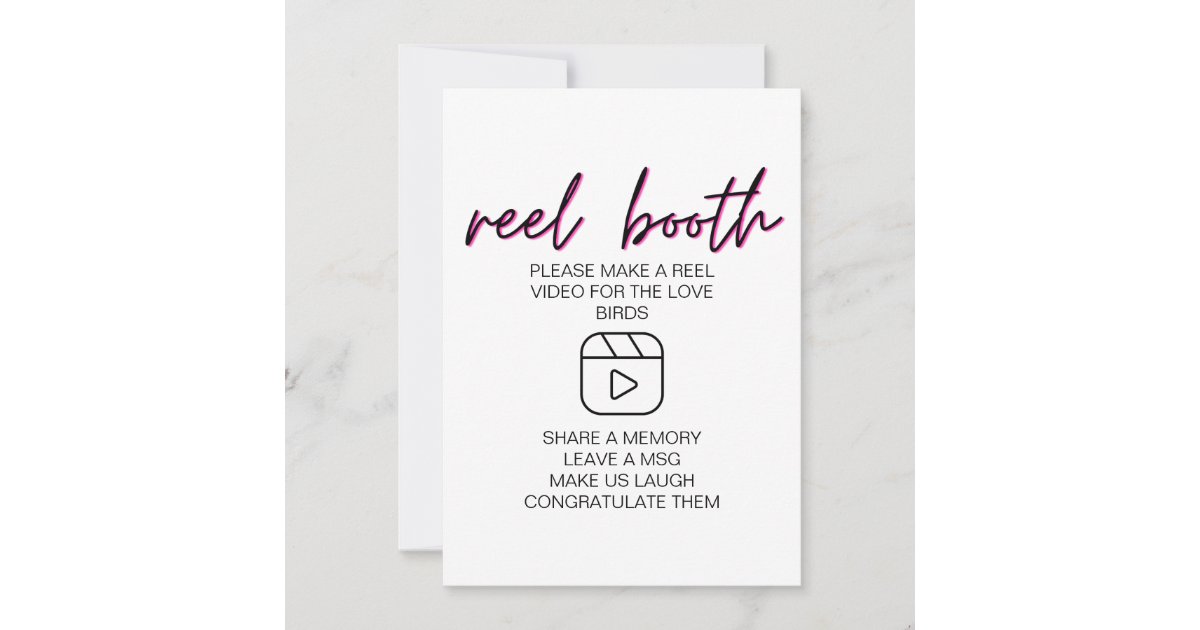 Simple Black Calligraphy Wedding Reels Booth Sign Invitation | Zazzle