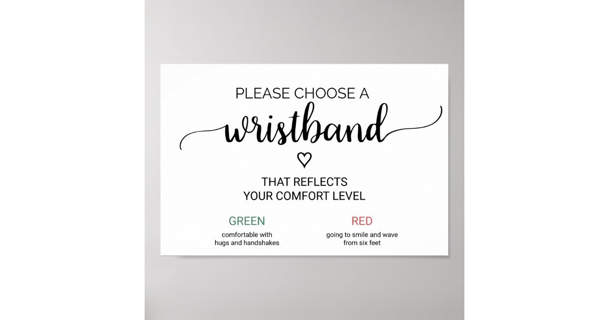 Simple Black Calligraphy Wedding Wristband Sign | Zazzle