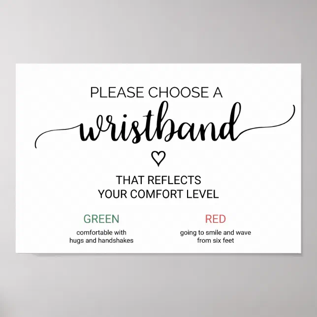 Simple Black Calligraphy Wedding Wristband Sign | Zazzle