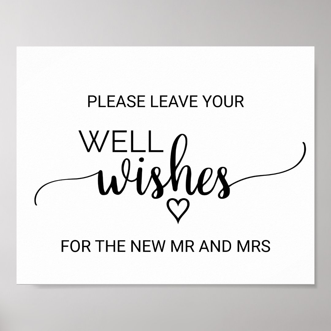 Simple Black Calligraphy Well Wishes Sign | Zazzle