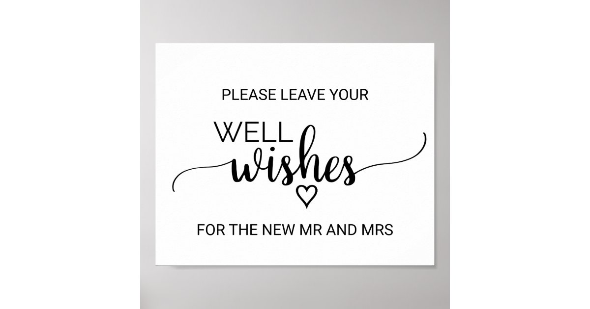 Simple Black Calligraphy Well Wishes Sign | Zazzle