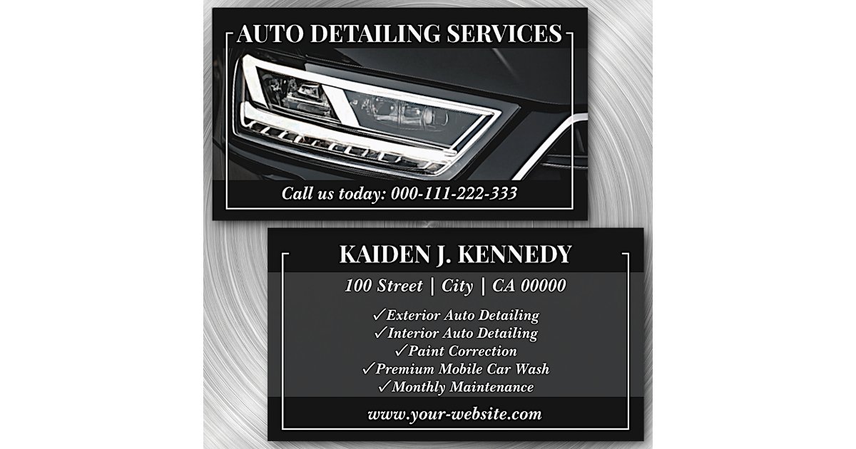 Simple Black Car Service Detailing Photo Template Business Card | Zazzle