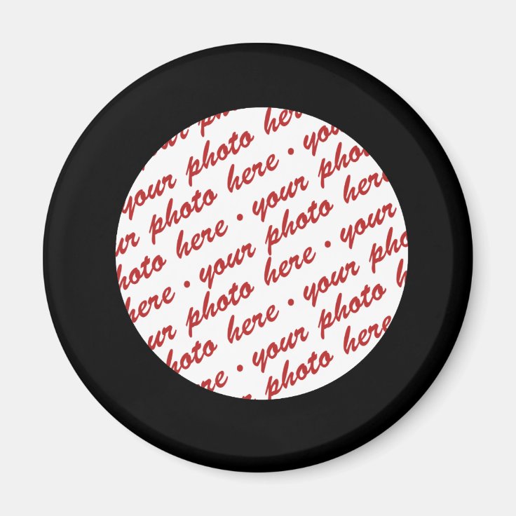 Simple Black Circle Photo Frame Template Magnet | Zazzle