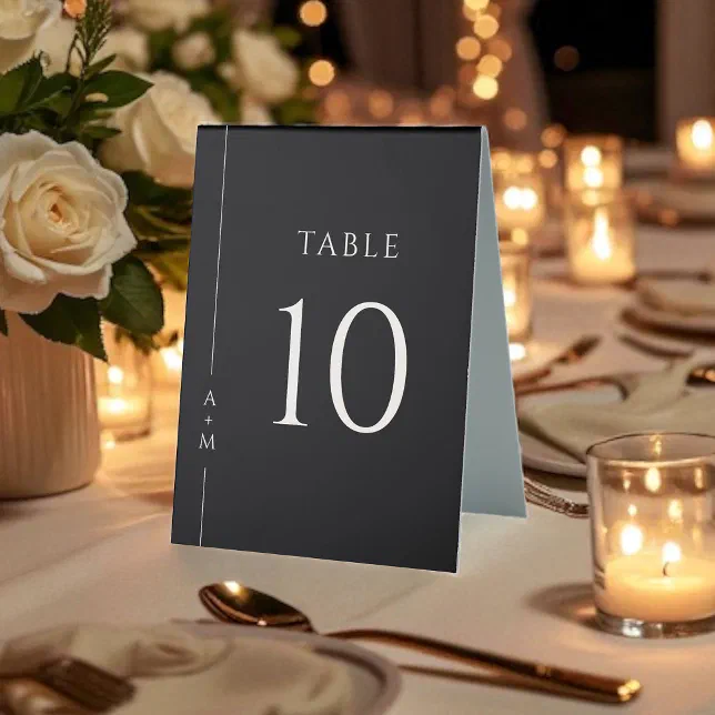 Simple Black Classic Elegant Table Number Table Tent | Zazzle