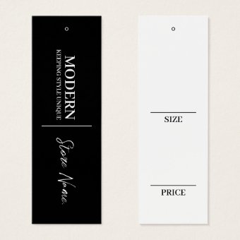 Simple Black Clothing Hanging Display Price Card | Zazzle