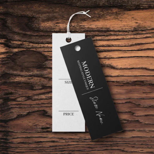 Simple Black Clothing Hanging Display Price Card | Zazzle