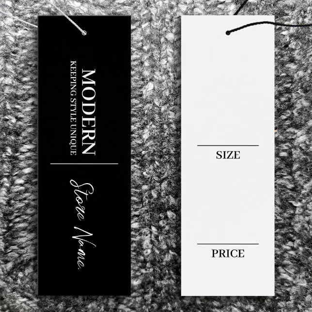 Simple Black Clothing Hanging Display Price Card | Zazzle
