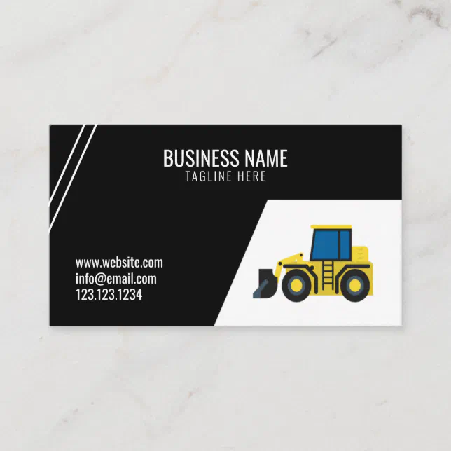 Simple Black Construction Tractor Building Business Card | Zazzle