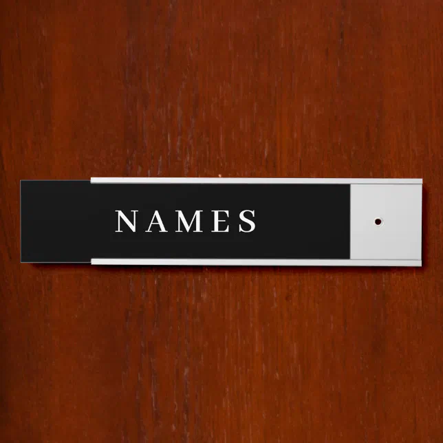 Simple Black Custom Add Your Name Elegant Door Sign | Zazzle
