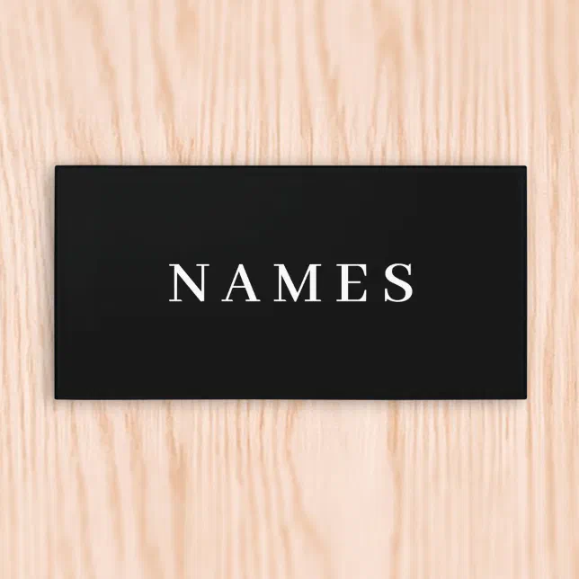 Simple Black Custom Add Your Name Elegant Door Sign | Zazzle