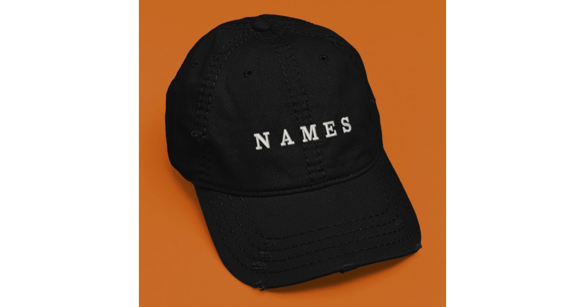 Simple Black Custom Add Your Name Elegant Embroidered Baseball Cap | Zazzle