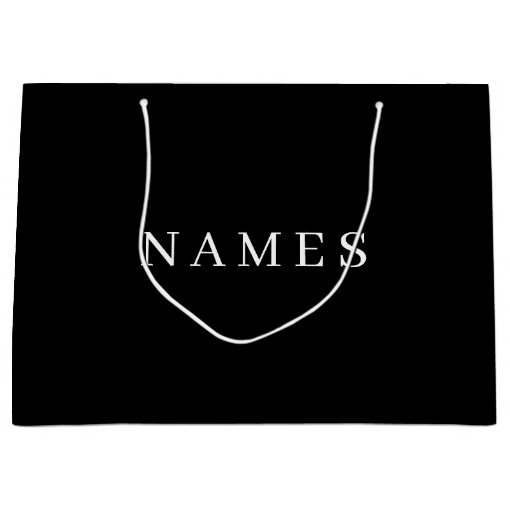 Simple Black Custom Add Your Name Elegant Large Gift Bag | Zazzle