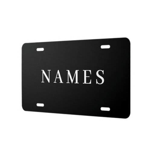Simple Black Custom Add Your Name Elegant License Plate | Zazzle