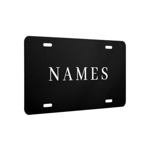 Simple Black Custom Add Your Name Elegant License Plate | Zazzle