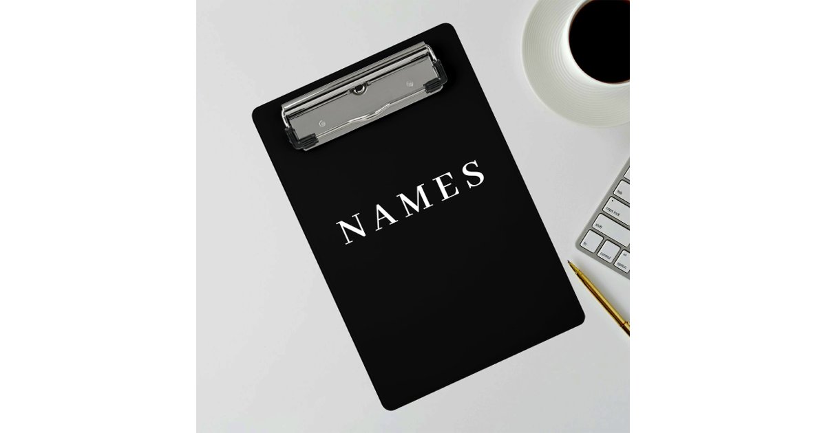 Simple Black Custom Add Your Name Elegant Mini Clipboard | Zazzle