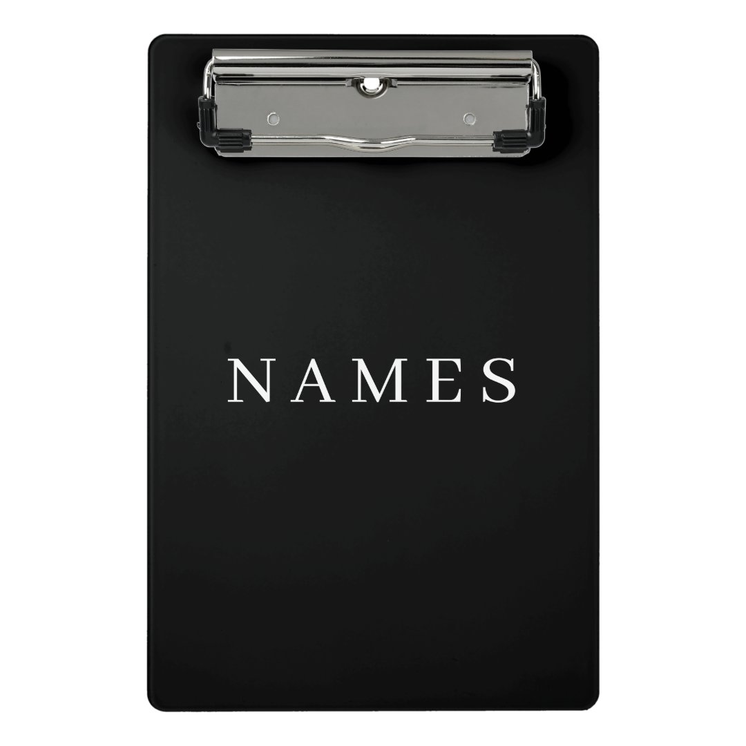 Simple Black Custom Add Your Name Elegant Mini Clipboard | Zazzle