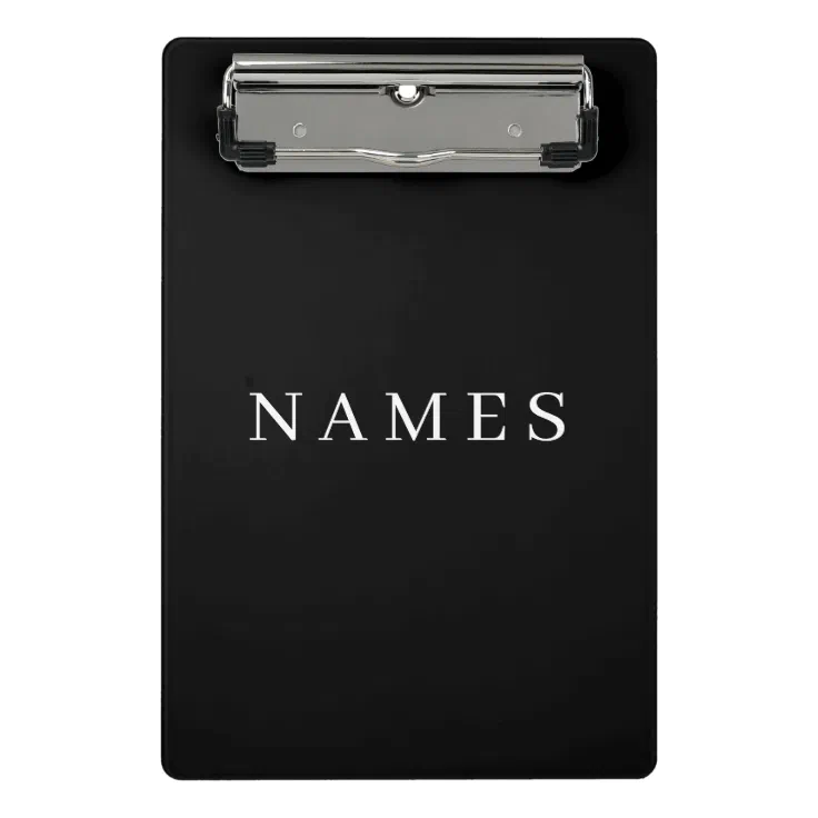 Simple Black Custom Add Your Name Elegant Mini Clipboard | Zazzle