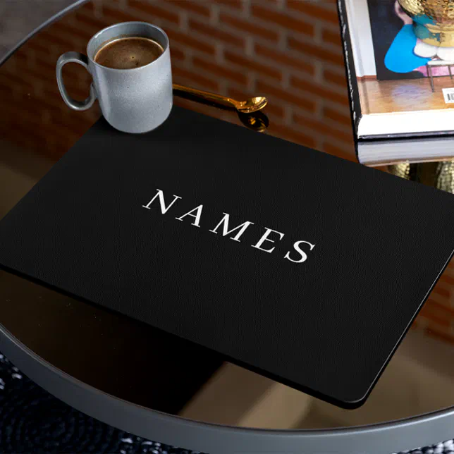 Simple Black Custom Add Your Name Elegant Placemat | Zazzle